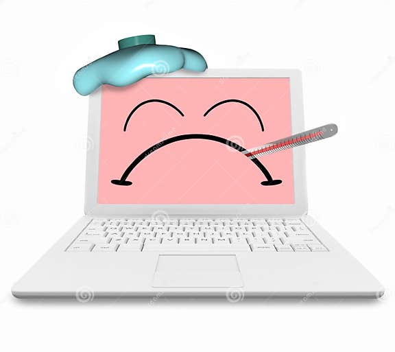 Sick Computer - Virus Infected and Unhappy Stock Illustration ...