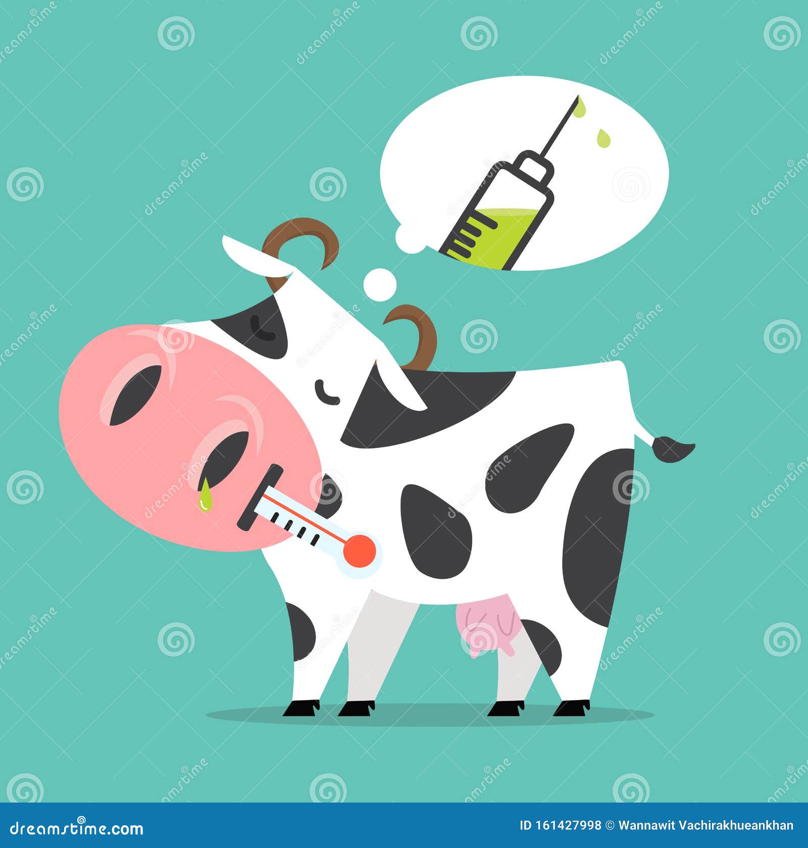 Sick Cow Swine Flu a Vaccination Stock Vector - Illustration of comic ...