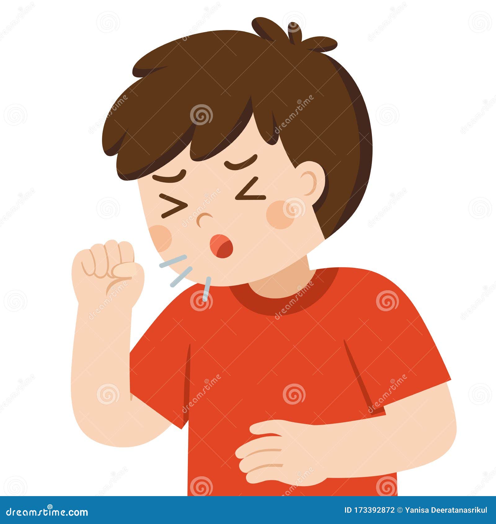Sick Cute Boy is Coughing As Symptom for Cold. Stock Illustration ...