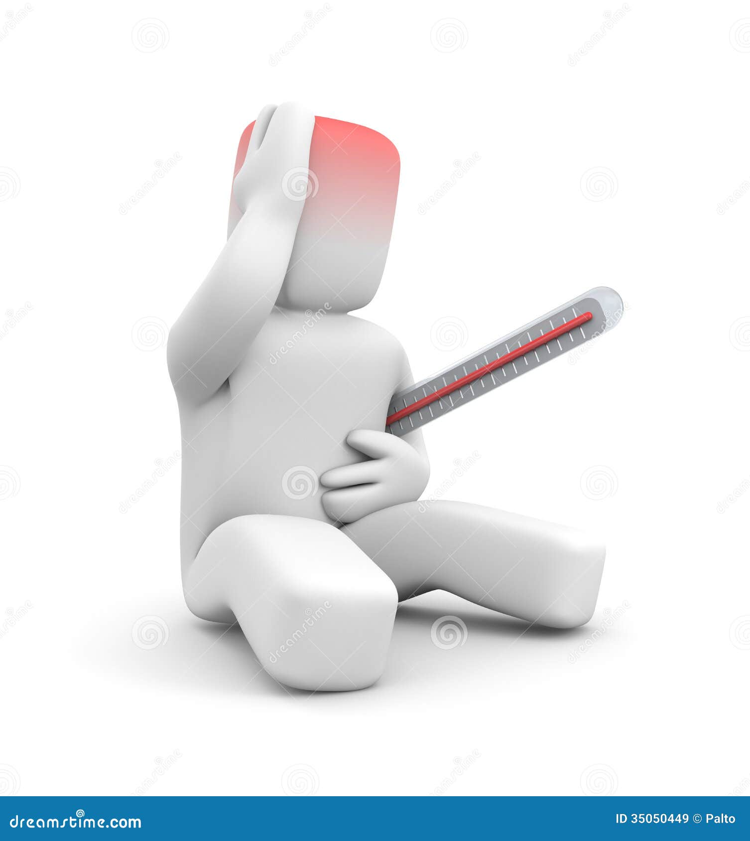 Sick 3d character stock illustration. Illustration of influenza - 35050449