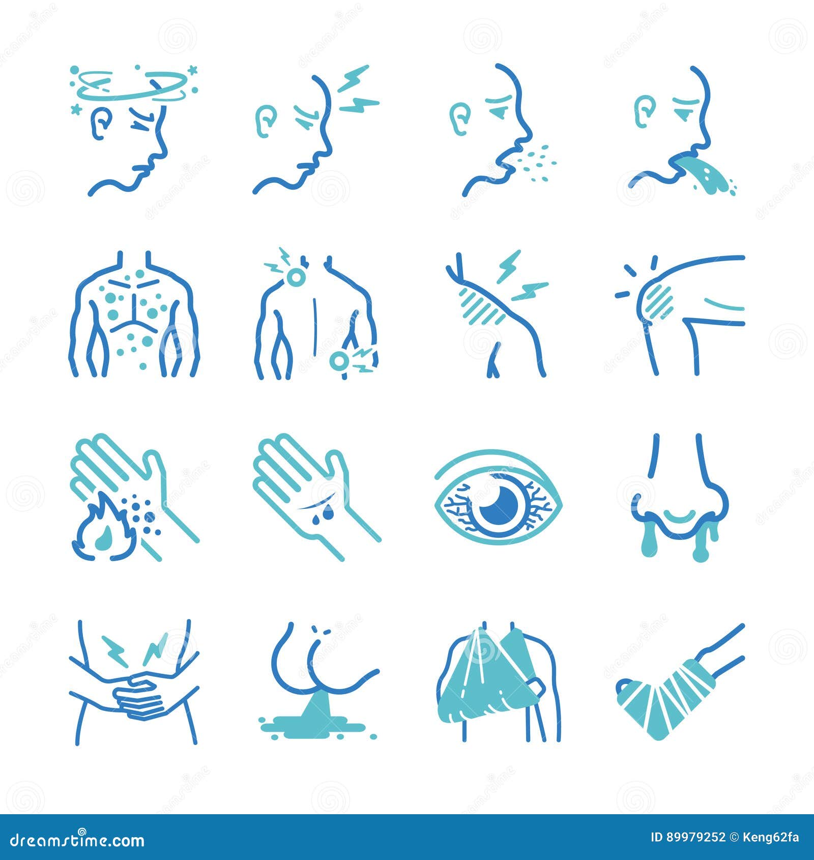 Sick and disease icons set stock vector. Illustration of pain - 89979252