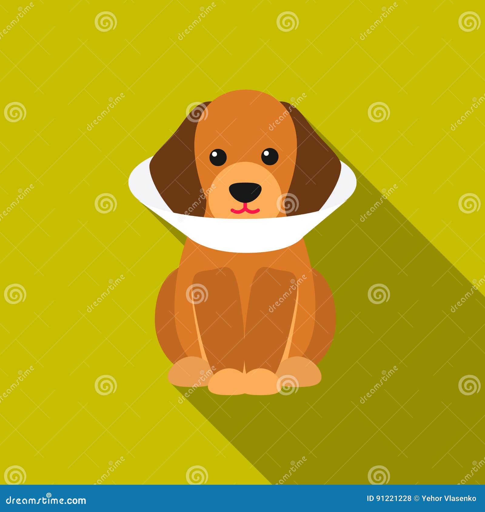 Sick Dog Vector Icon in Flat Style for Web Stock Vector - Illustration ...