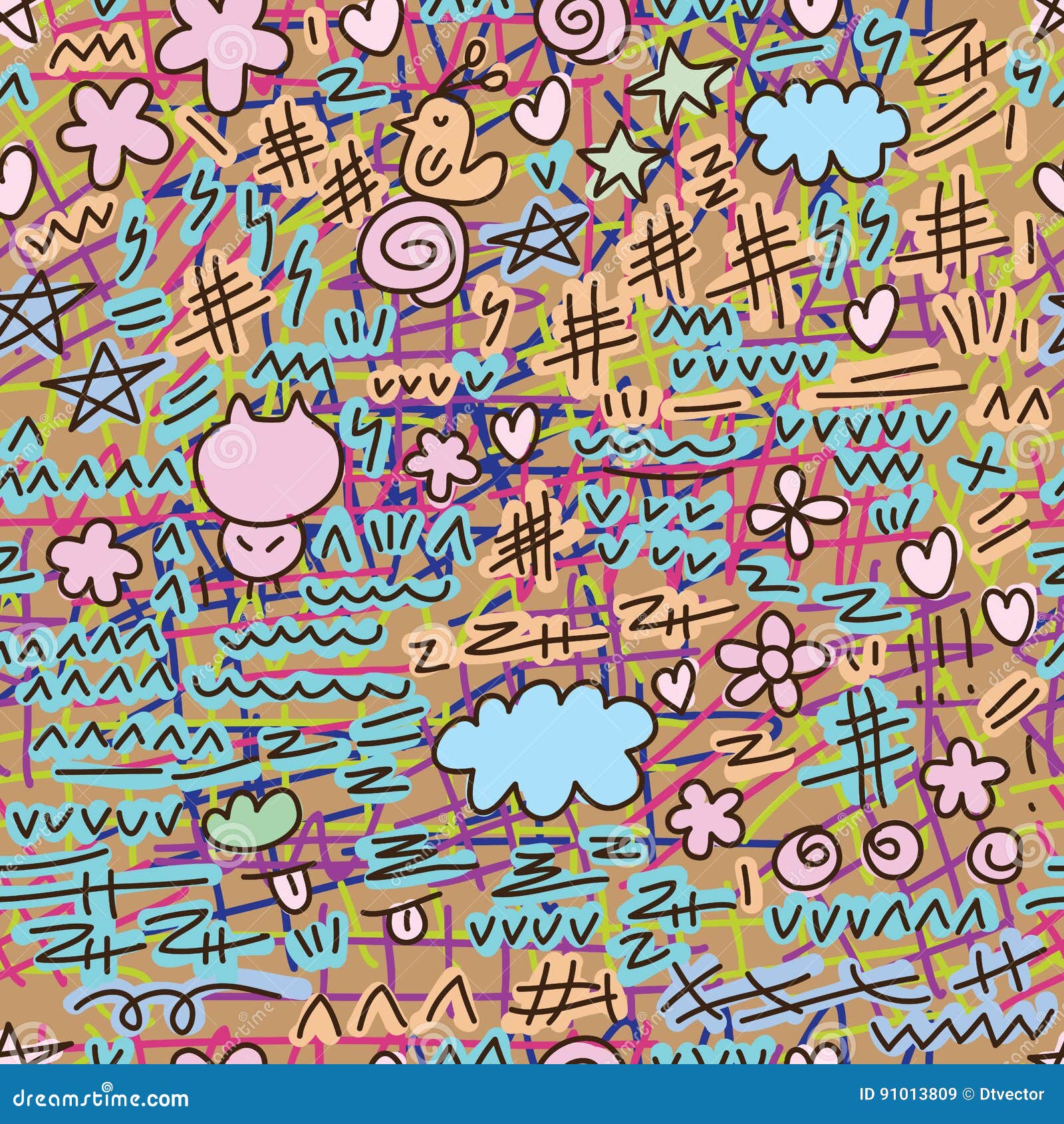 Sick Drawing Seamless Pattern Stock Vector - Illustration of angle ...