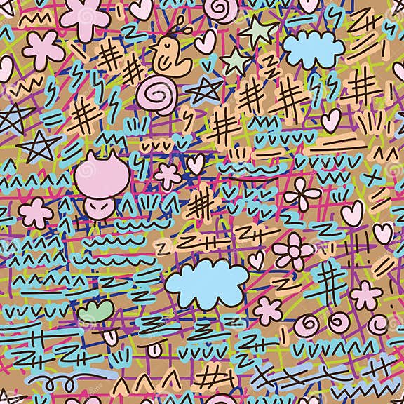 Sick Drawing Seamless Pattern Stock Vector - Illustration of angle ...