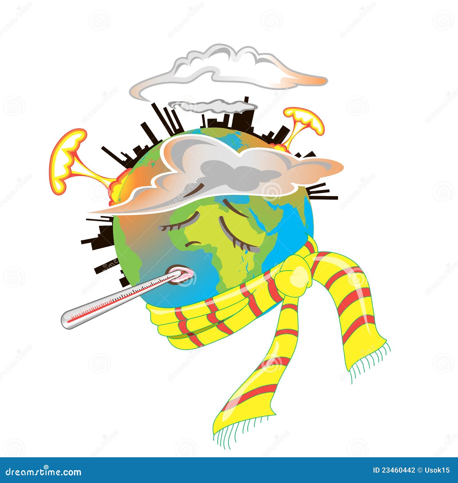 Sick Earth stock vector. Illustration of heat, cartoon - 23460442