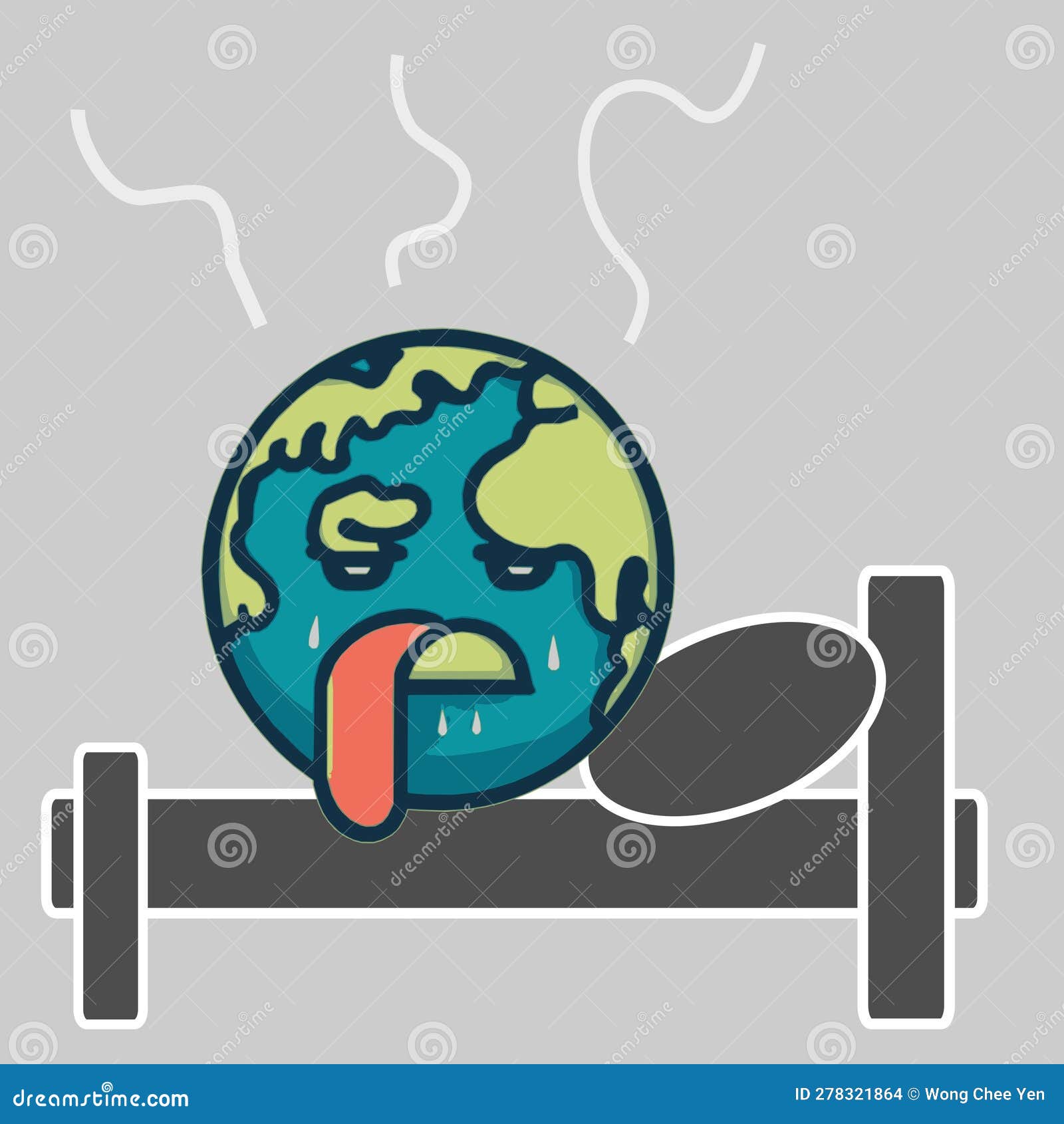 Sick Earth Cartoon Vector | CartoonDealer.com #1927735