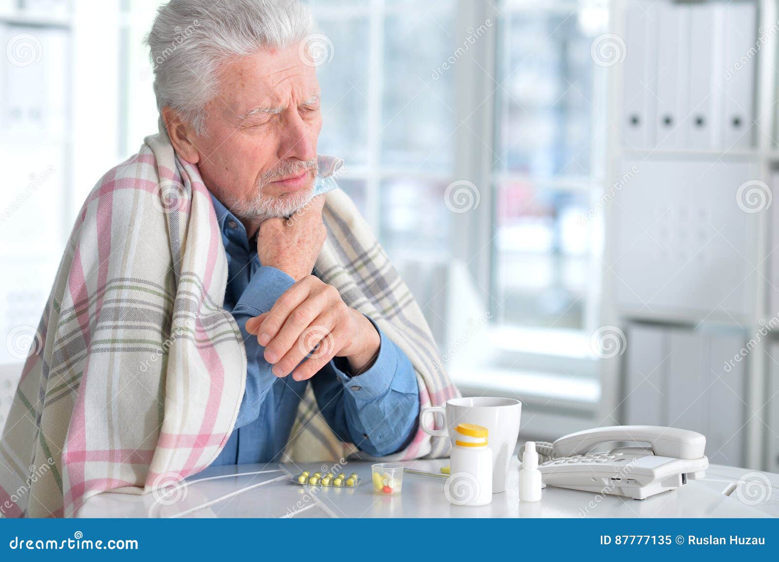 Sick Elderly Man with Pills Stock Image - Image of illness, caucasian ...