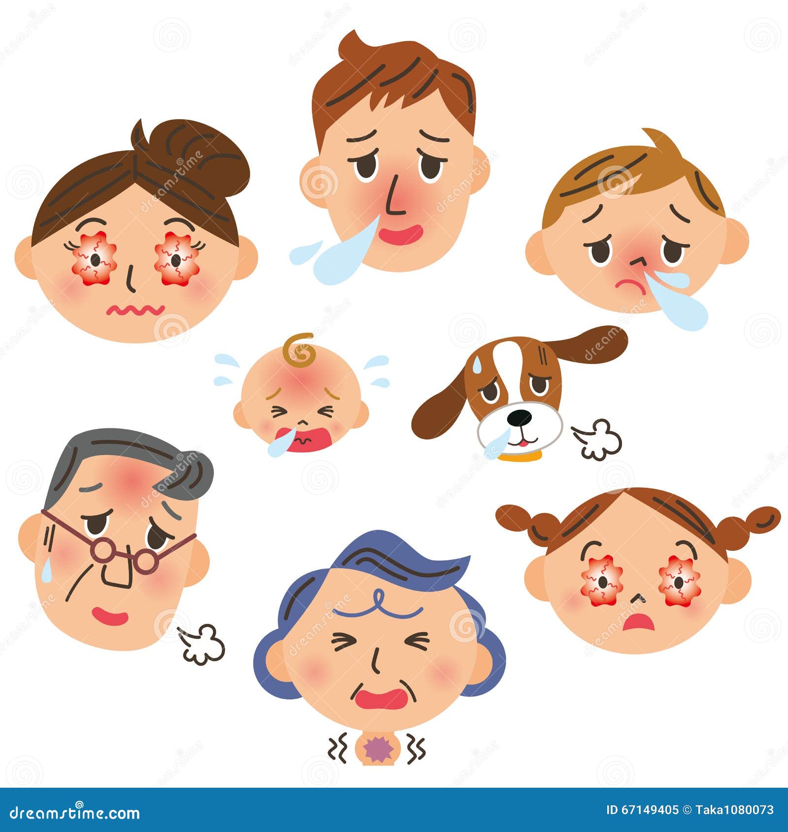 Sick in families stock vector. Illustration of pain, pollen - 67149405