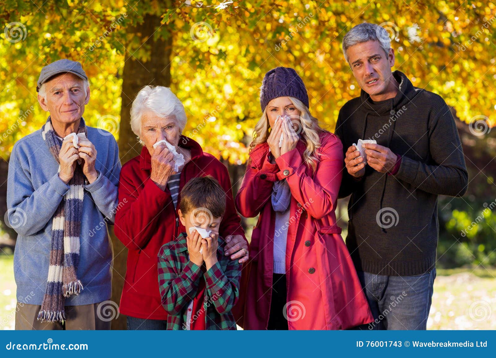 Sick Family Standing at Park Stock Image - Image of grandfather, love ...