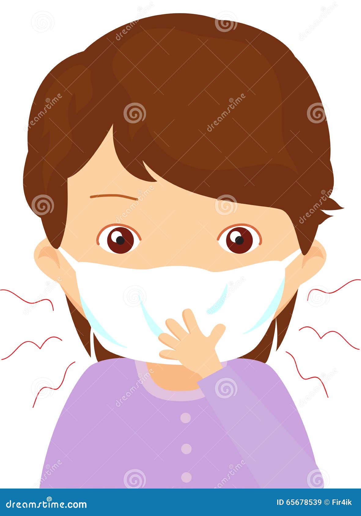 Sick girl with flu mask stock vector. Illustration of cute - 65678539