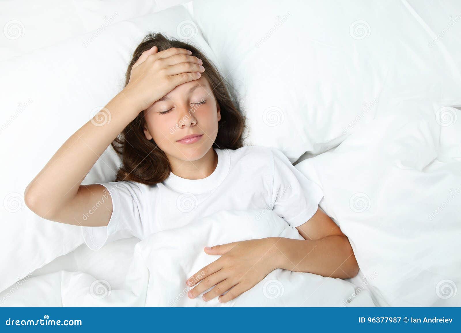 Sick girl stock image. Image of disease, healthy, fever - 96377987