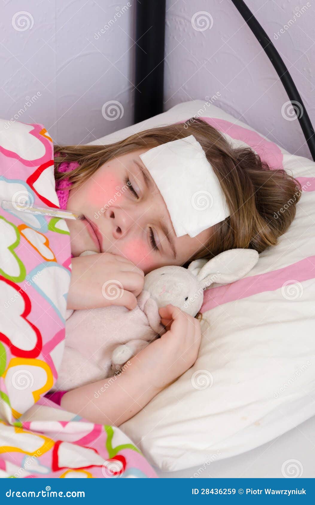 Sick girl sleeping stock image. Image of thinking, medicine - 28436259