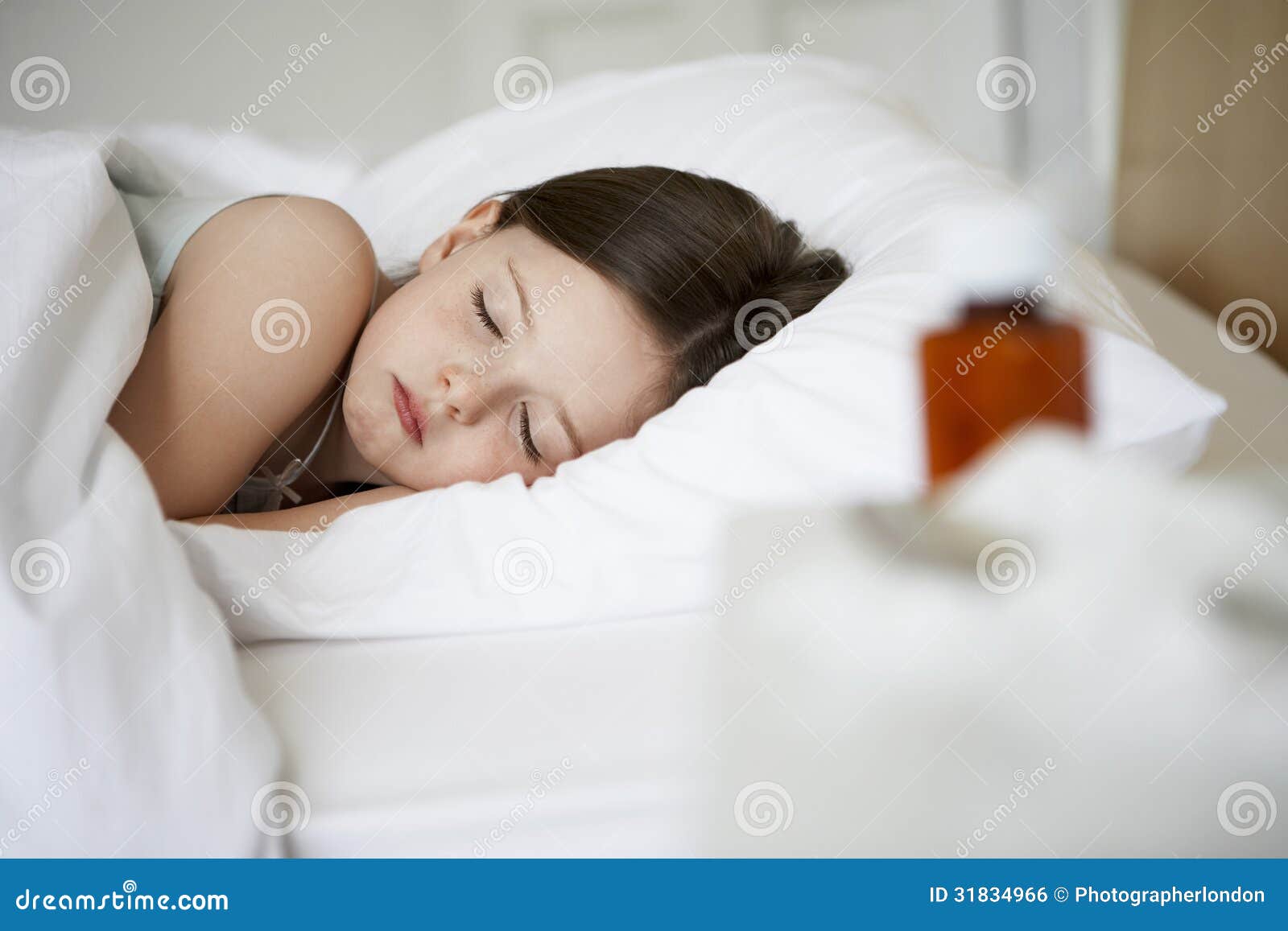 Sick Girl Sleeping in Bed stock photo. Image of medicine - 31834966