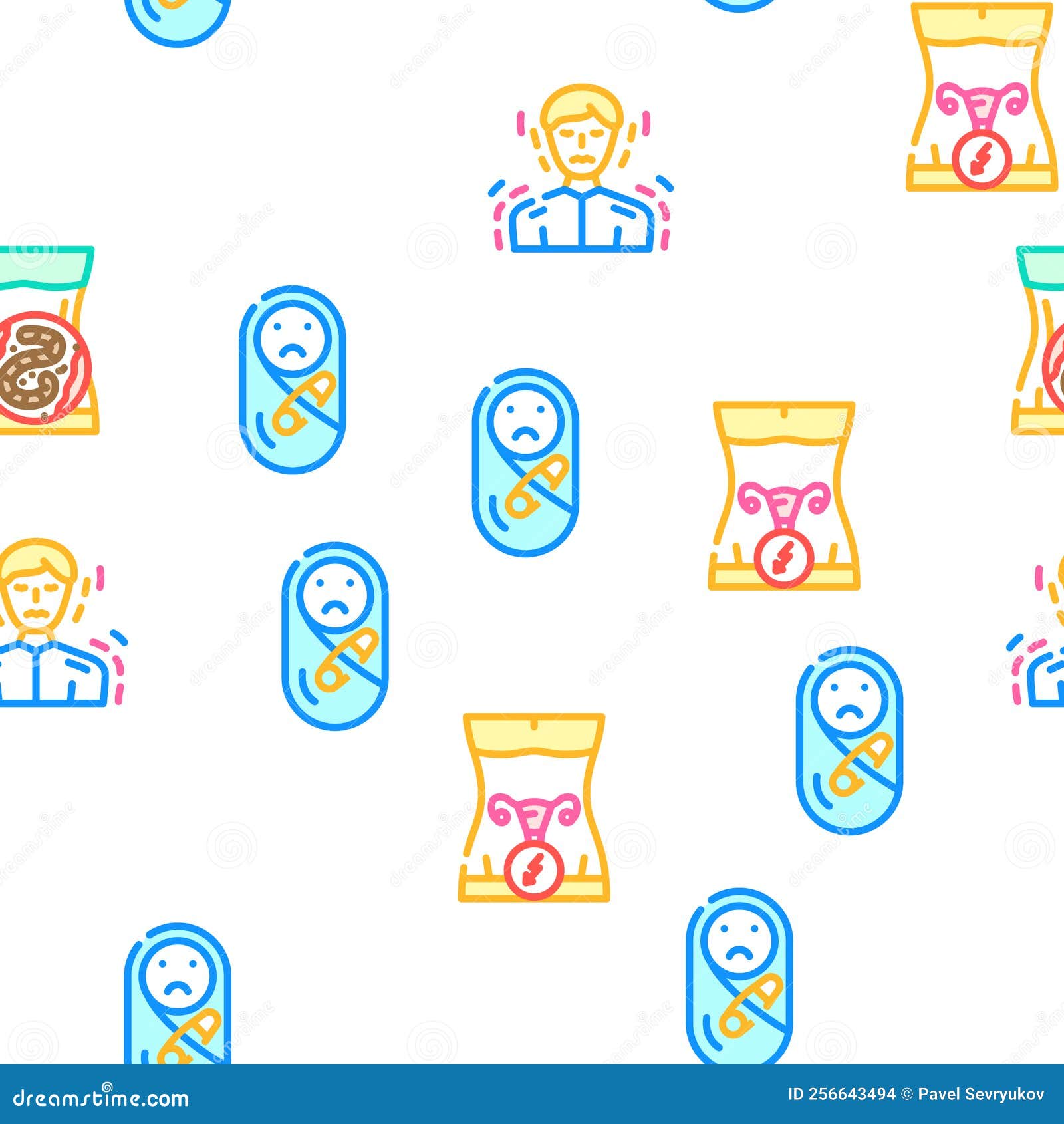 Sick Health Problem and Allergy Vector Seamless Pattern Stock ...