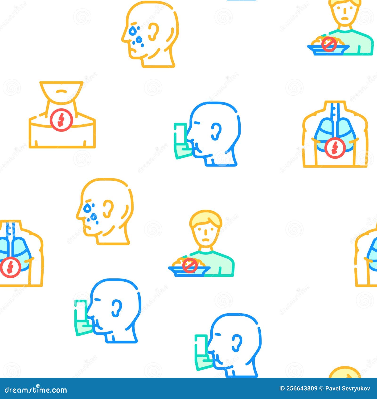 Sick Health Problem and Allergy Vector Seamless Pattern Stock Vector ...