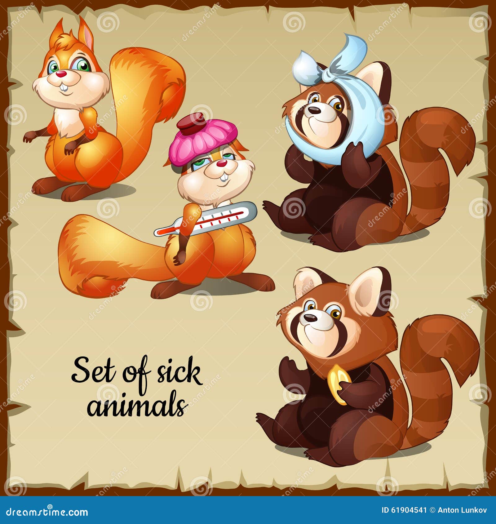 Sick and Healthy Squirrel and Raccoon Stock Vector - Illustration of ...