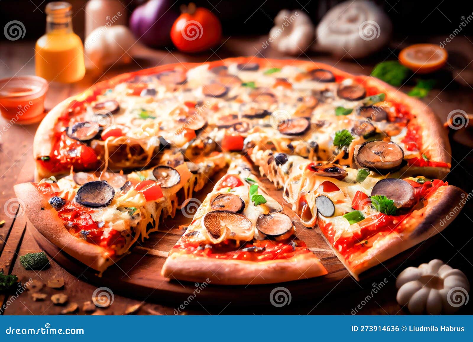 Sick Homemade Pizza Close-up. Generative AI, Generative, AI Stock Photo ...