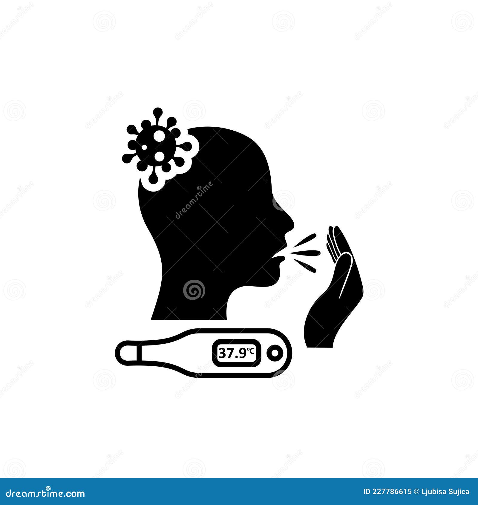 Sick Human Icon Isolated on White Background Stock Vector ...