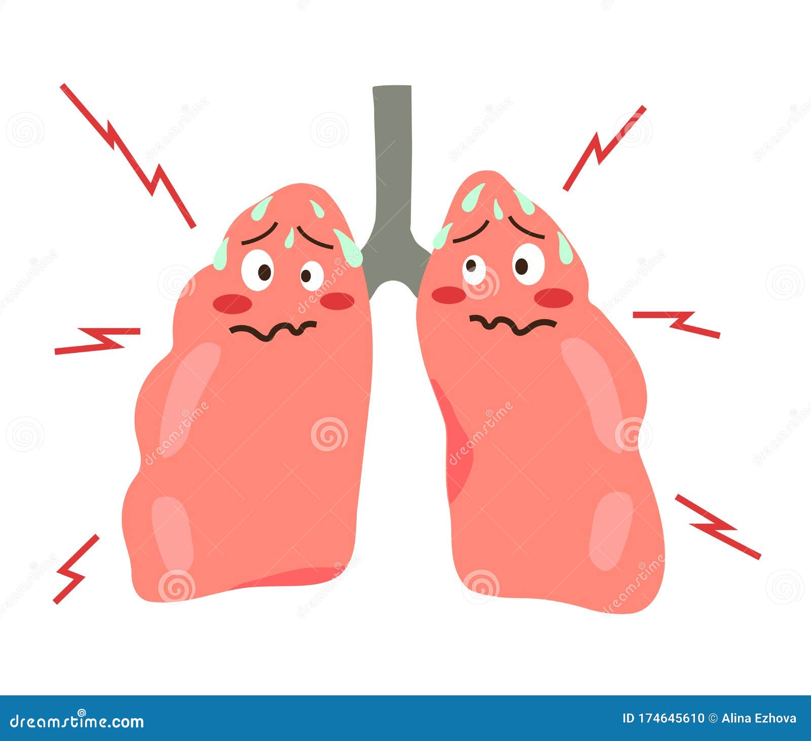 Sick Human Lungs on a White Background. Vector. Stock Vector ...