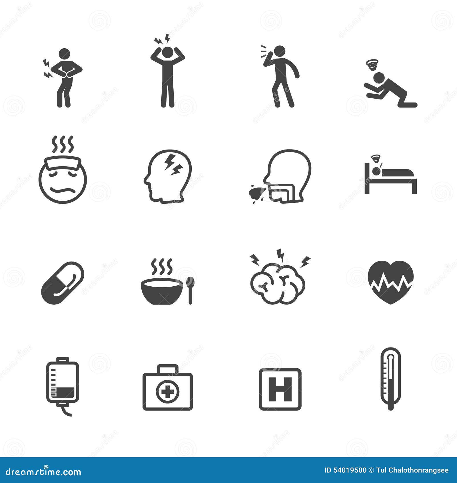 Sick icons stock vector. Illustration of fever, icons - 54019500