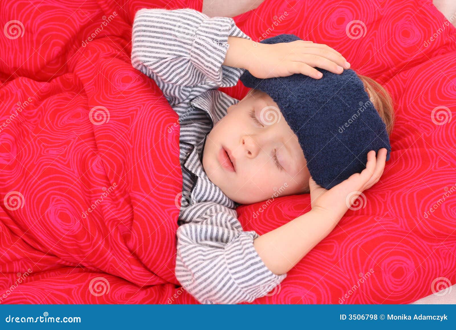 Sick kid stock photo. Image of unwell, disease, compress - 3506798