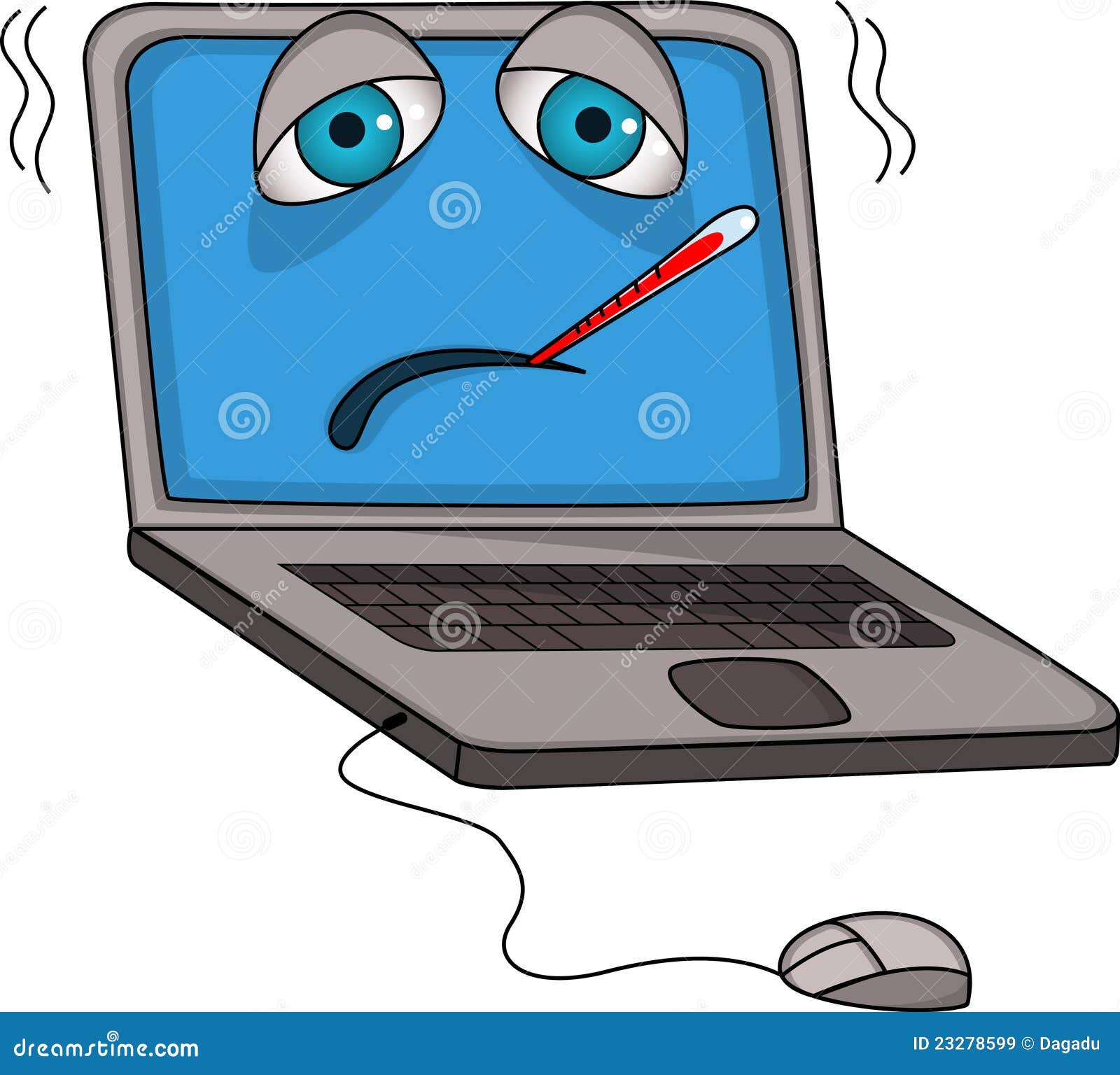 Sick laptop stock illustration. Illustration of working - 23278599