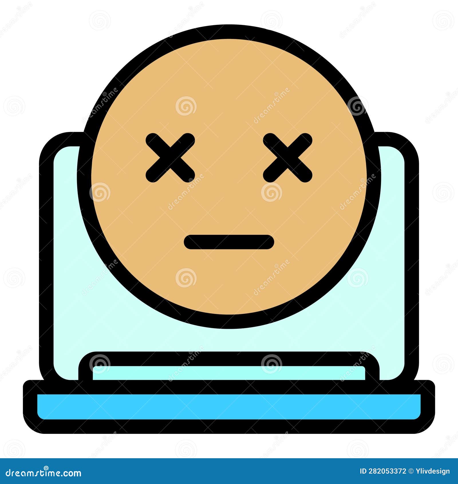 Sick Laptop Icon Vector Flat Stock Illustration - Illustration of icon ...