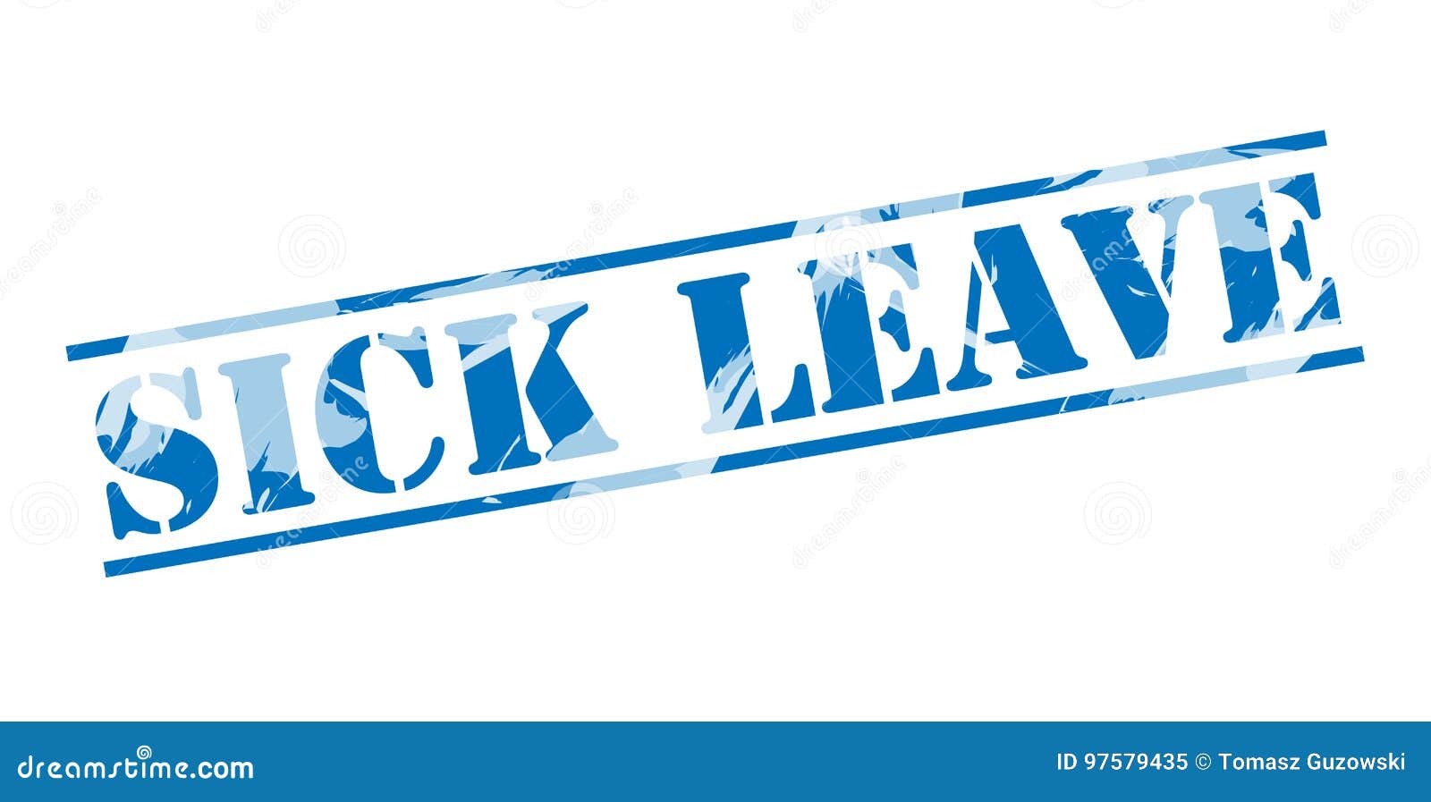 Sick leave blue stamp stock illustration. Illustration of sick - 97579435