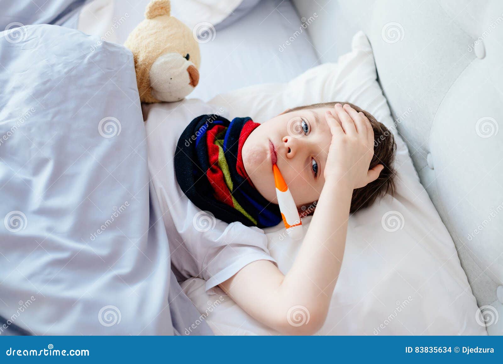 Sick Little Child with Temperature Stock Photo - Image of child ...