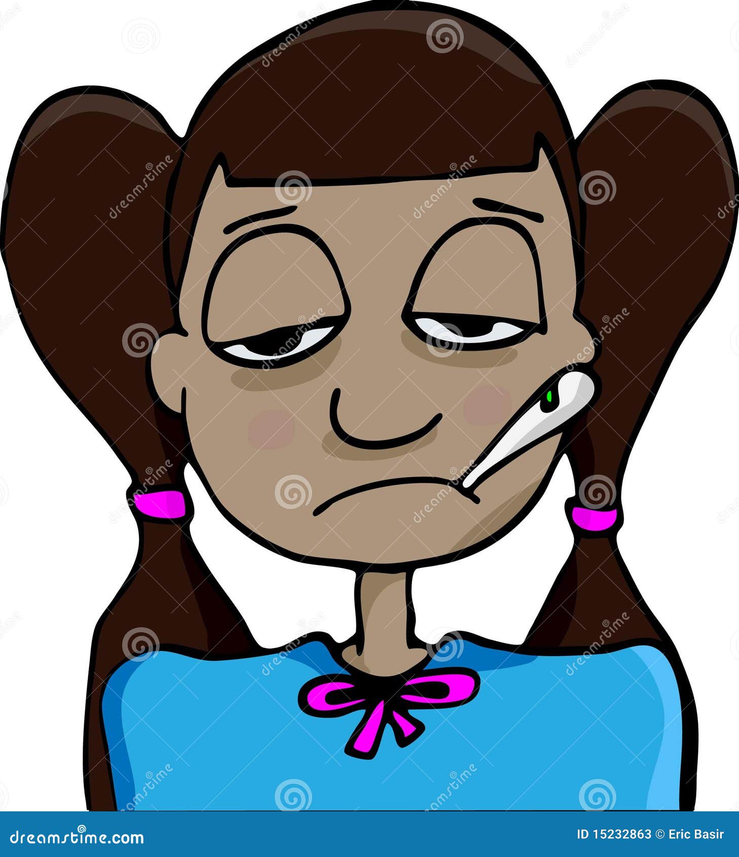 Sick Little Girl stock vector. Illustration of pigtail - 15232863
