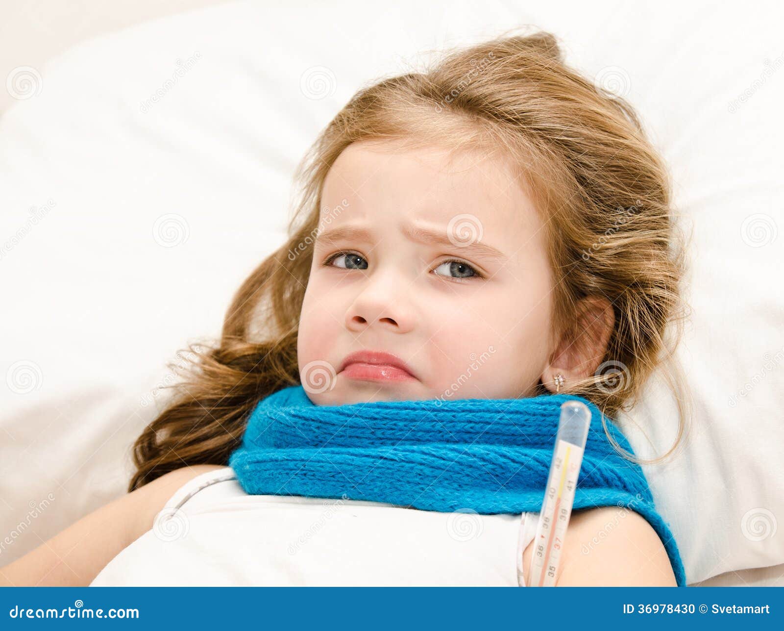 Sick Little Girl Lying in the Bed Stock Photo - Image of small, human ...