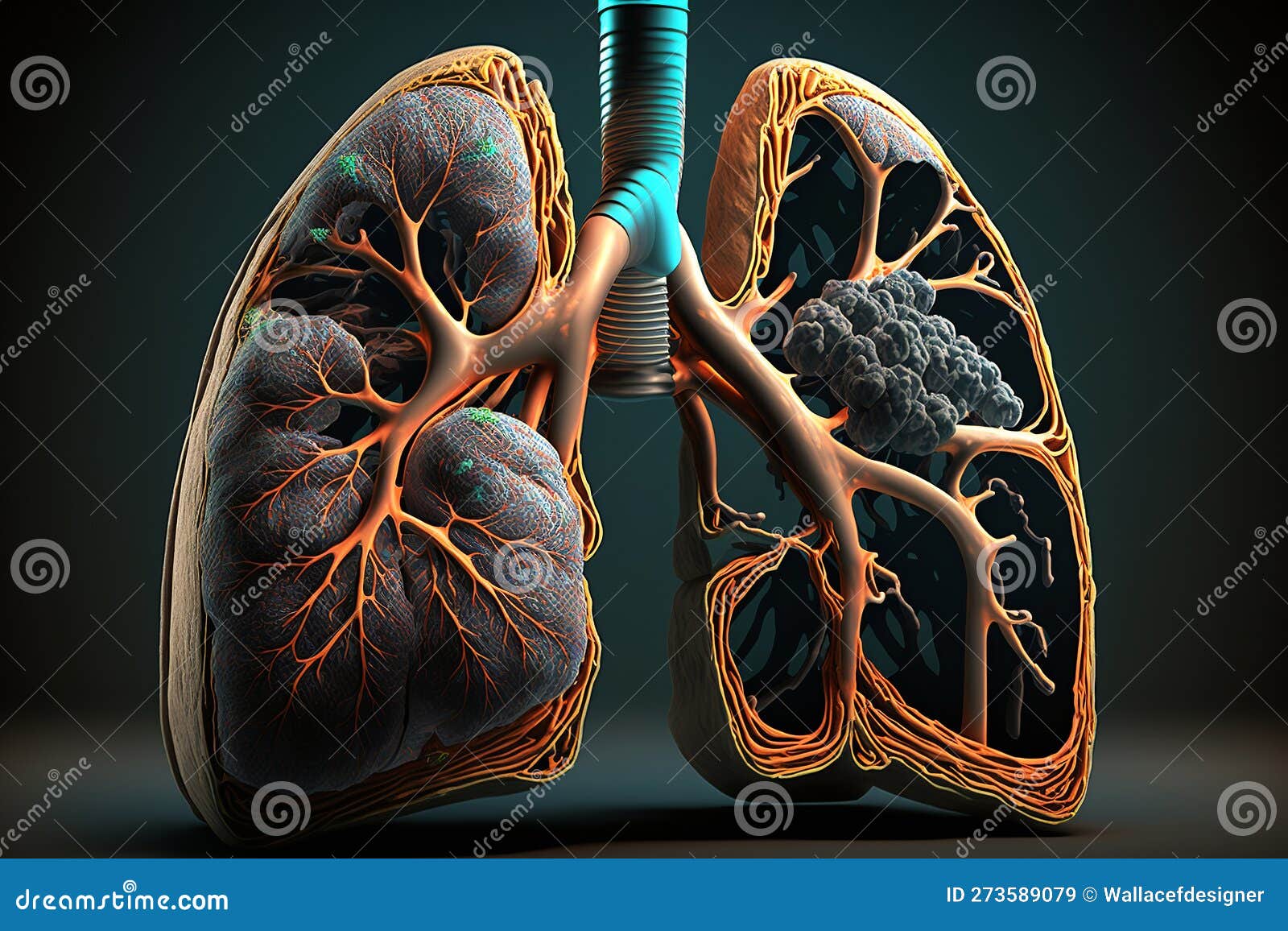 Sick Lung. Human Body Organ Illustration. Generative AI. Stock ...