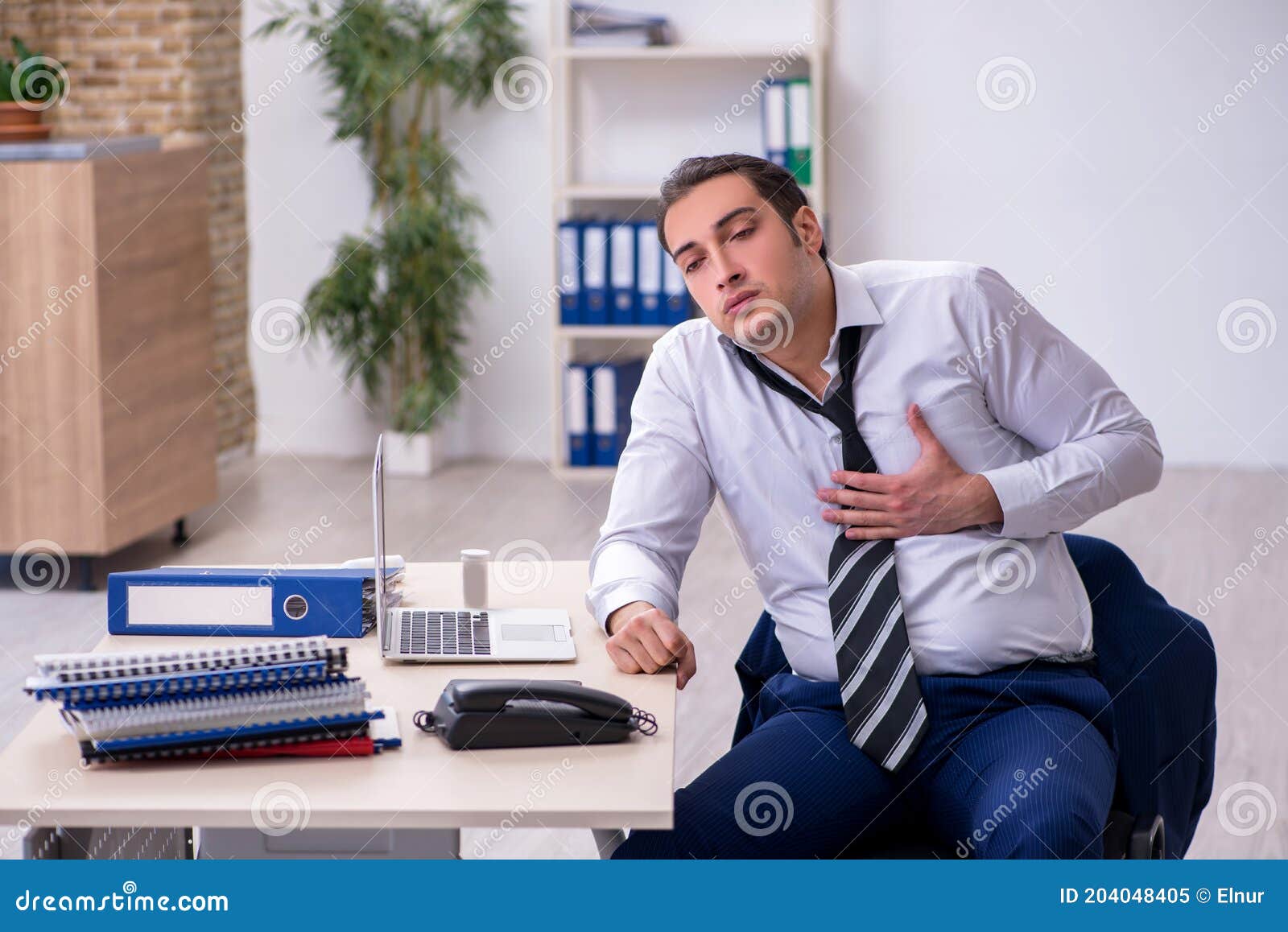 Sick Male Employee Suffering at Workplace Stock Image - Image of ...