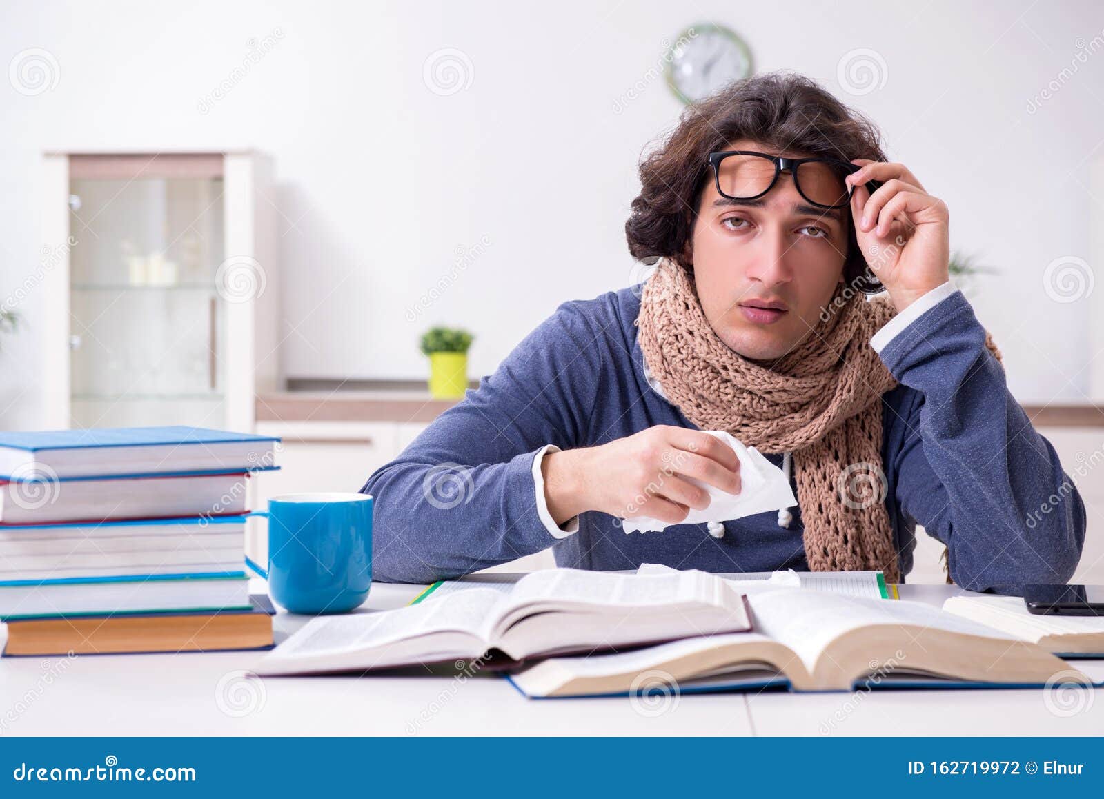 Sick Male Student Suffering at Home Stock Photo - Image of medical ...