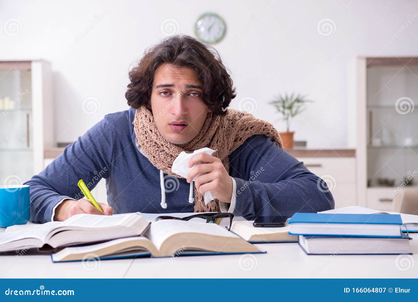 Sick Male Student Suffering at Home Stock Image - Image of disease ...
