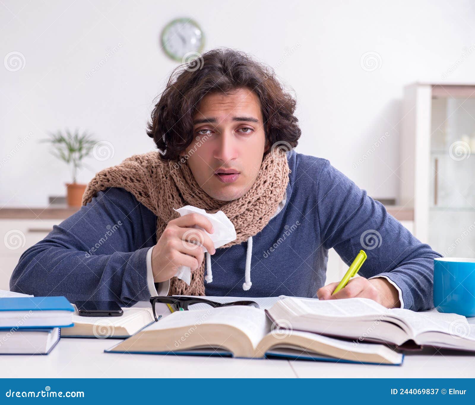 Sick Male Student Suffering at Home Stock Image - Image of disease ...