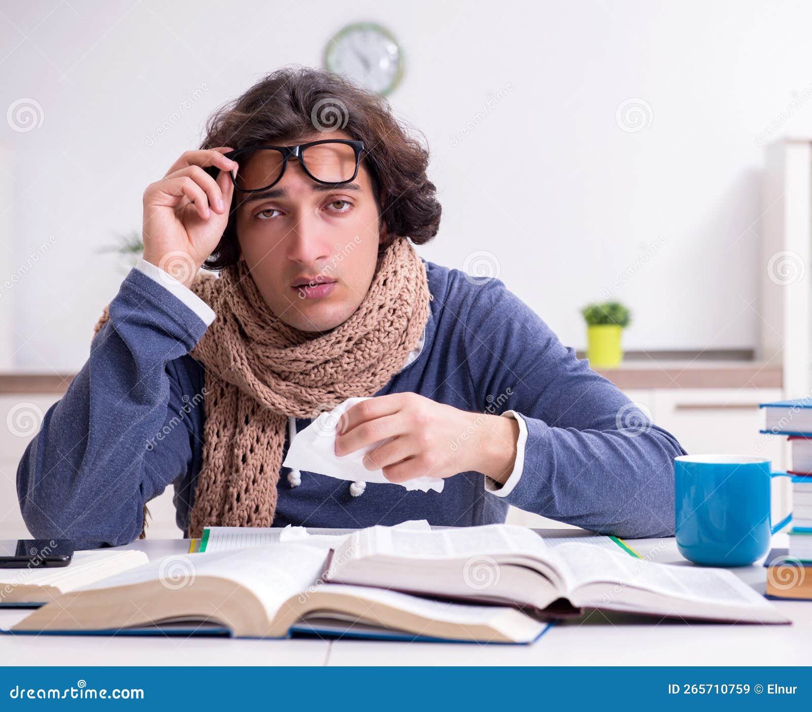 Sick Male Student Suffering at Home Stock Image - Image of illness ...