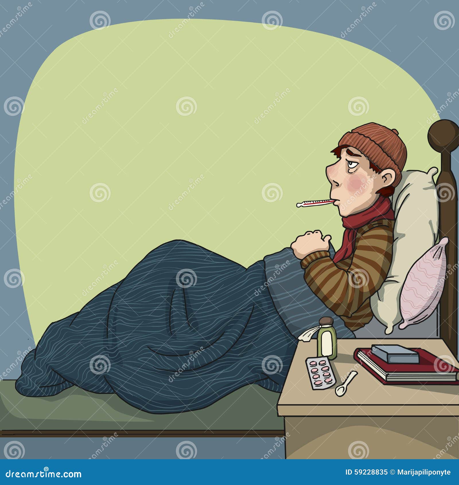 Sick man stock vector. Illustration of disease, illness - 59228835
