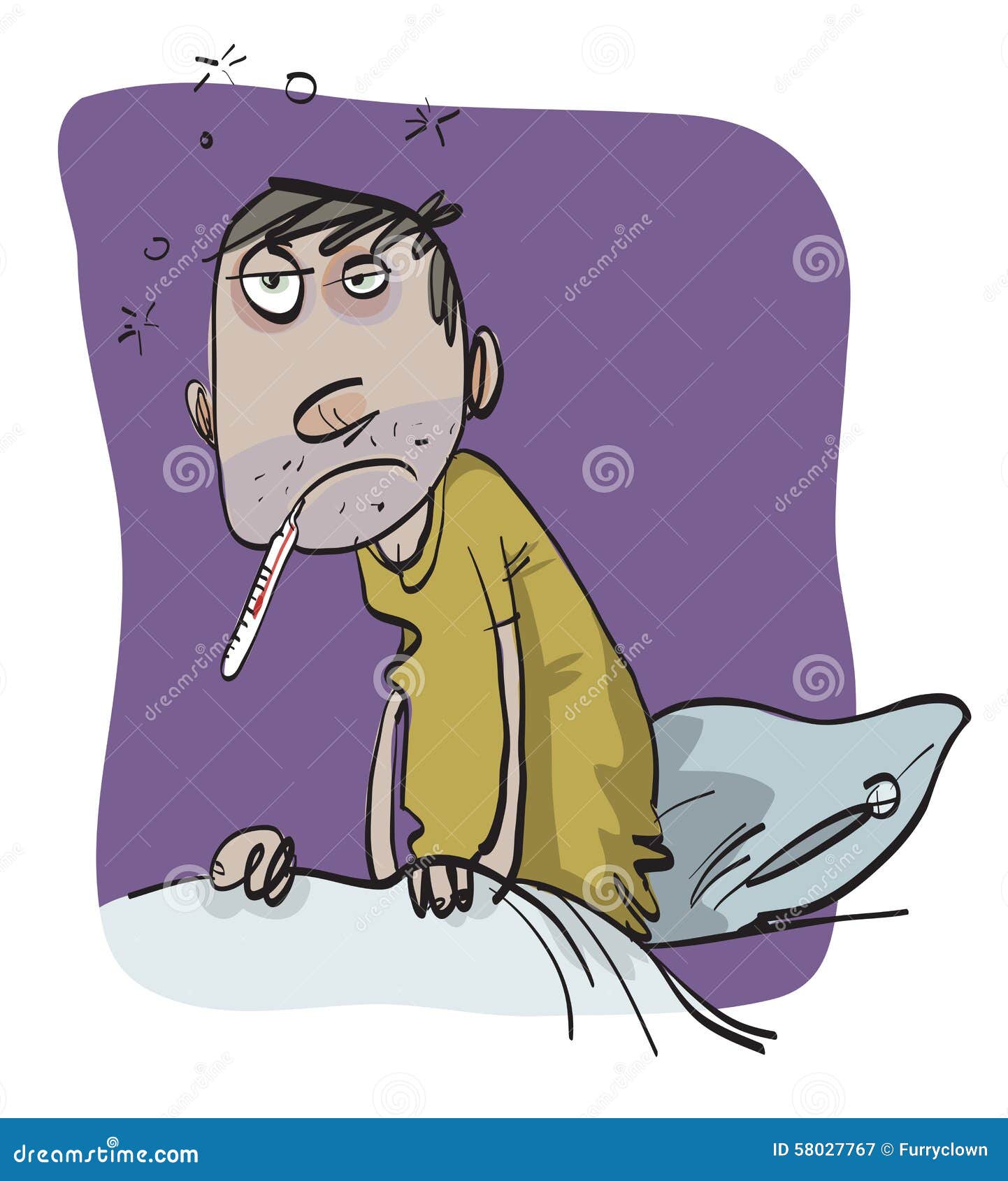 Sick Man stock vector. Illustration of pillow, recovery - 58027767