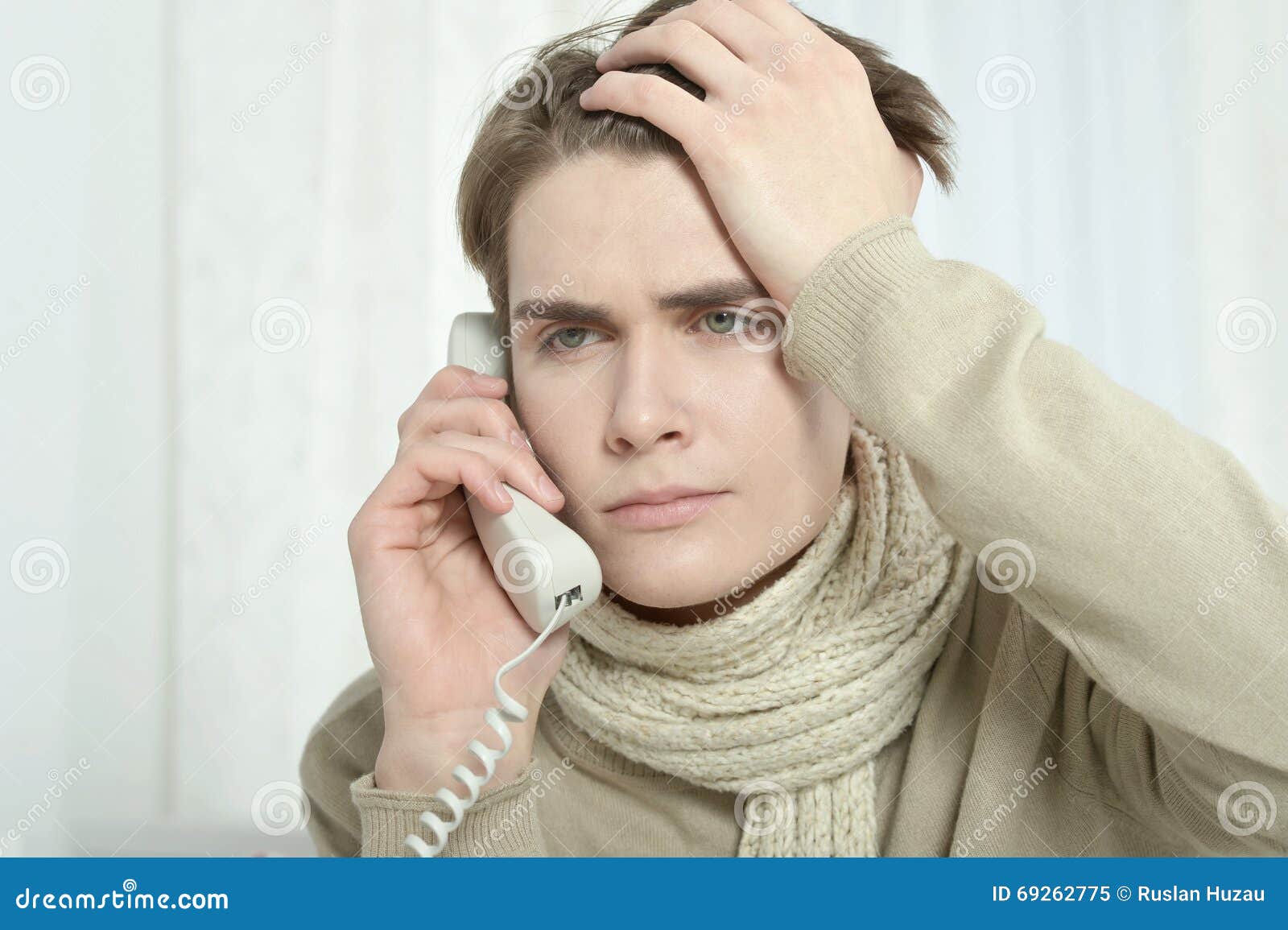 Sick Man Calling His Doctor Stock Image - Image of diseased, suffer ...