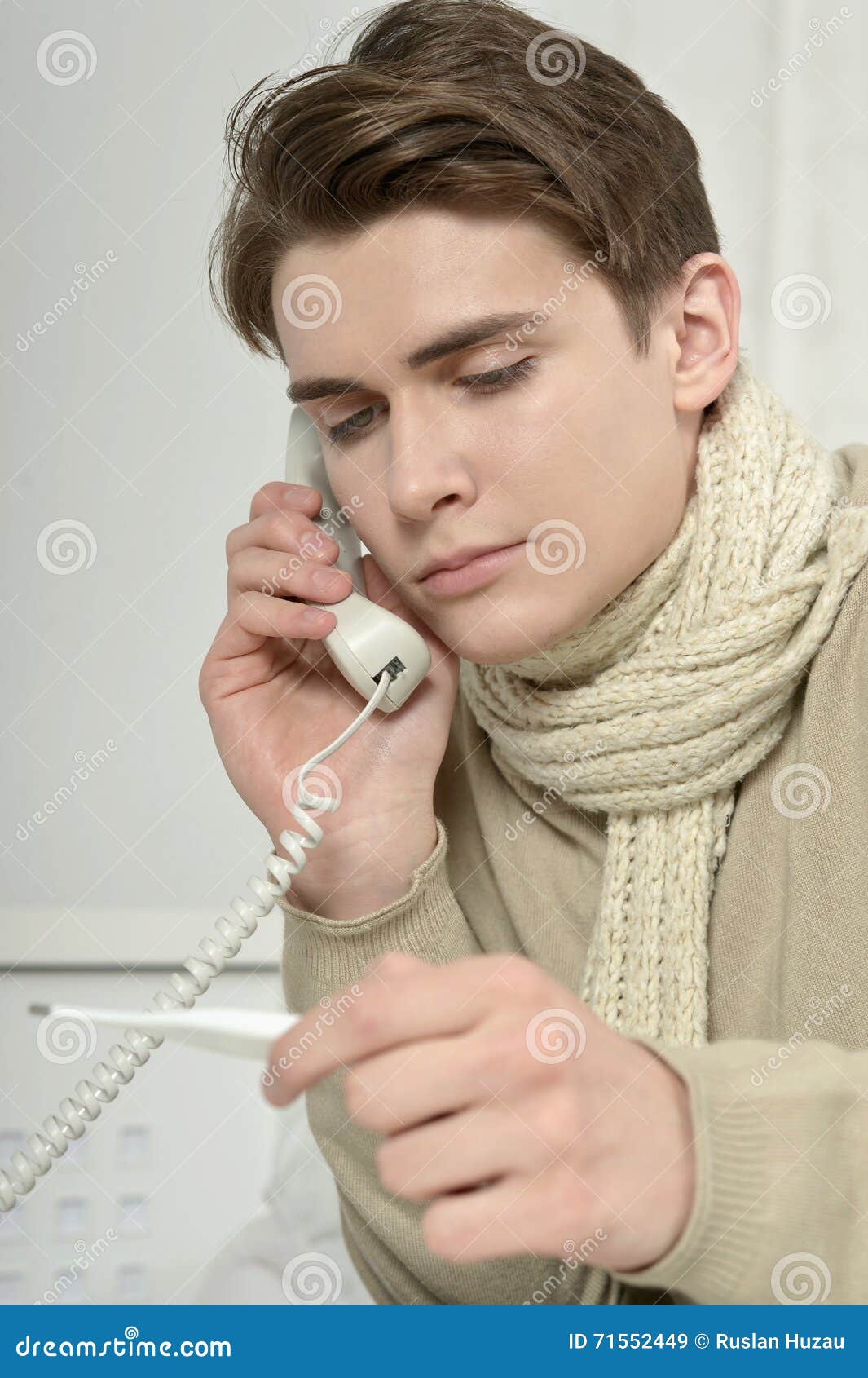 Sick Man Calling His Doctor Stock Image - Image of influenza ...