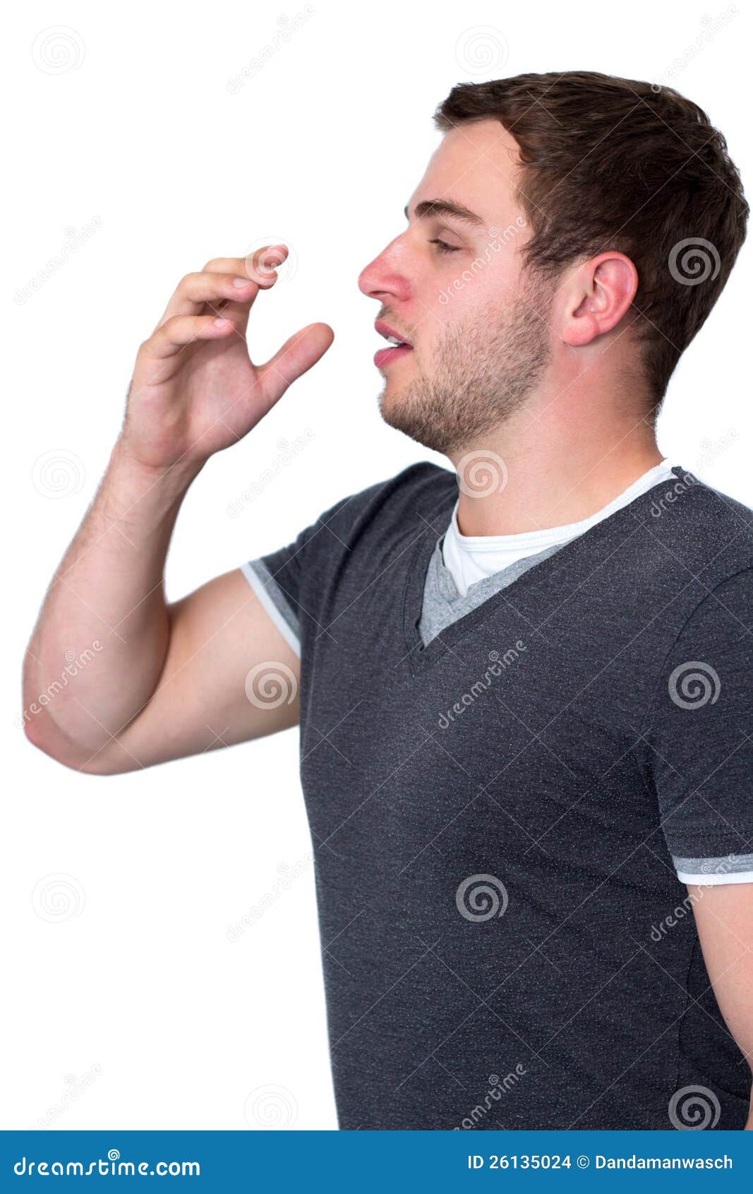 Sick Man Coughing into he S Hand Stock Photo - Image of infection ...