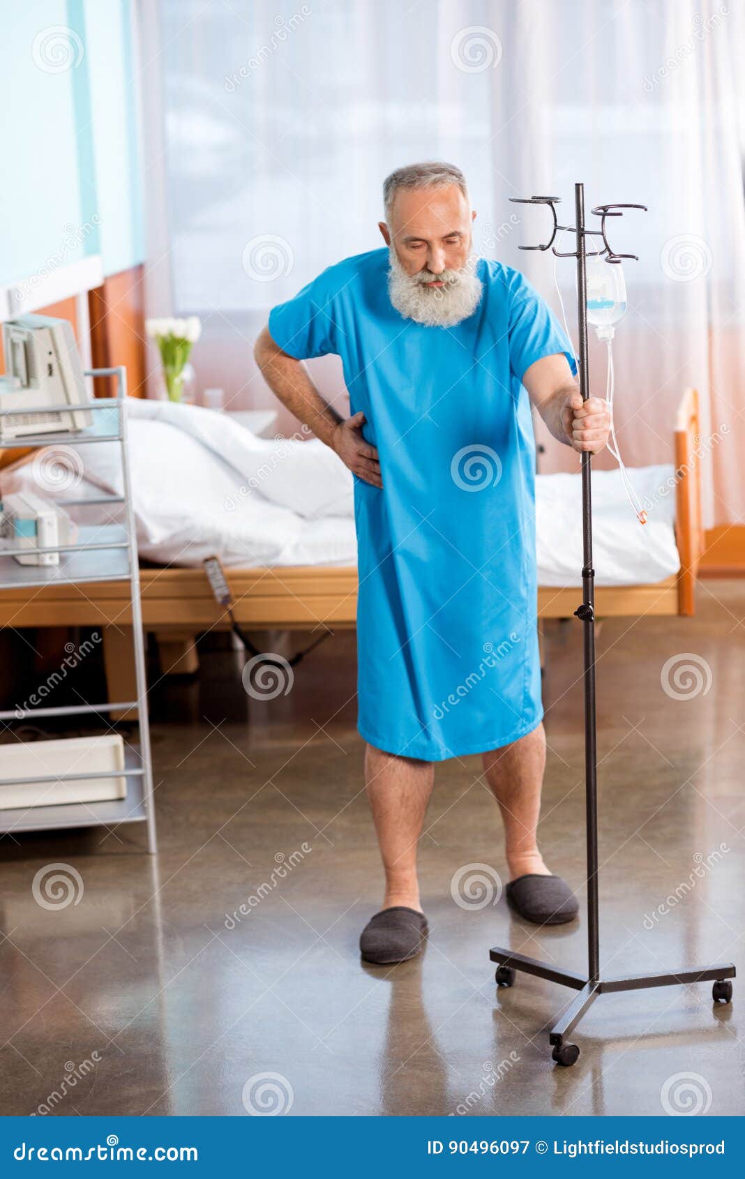 Sick man with drop counter stock image. Image of disease - 90496097