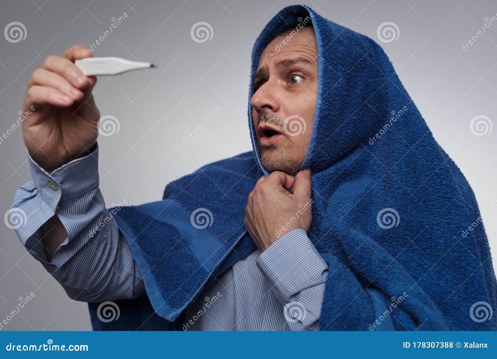 Sick man with fever stock photo. Image of pain, disease - 178307388