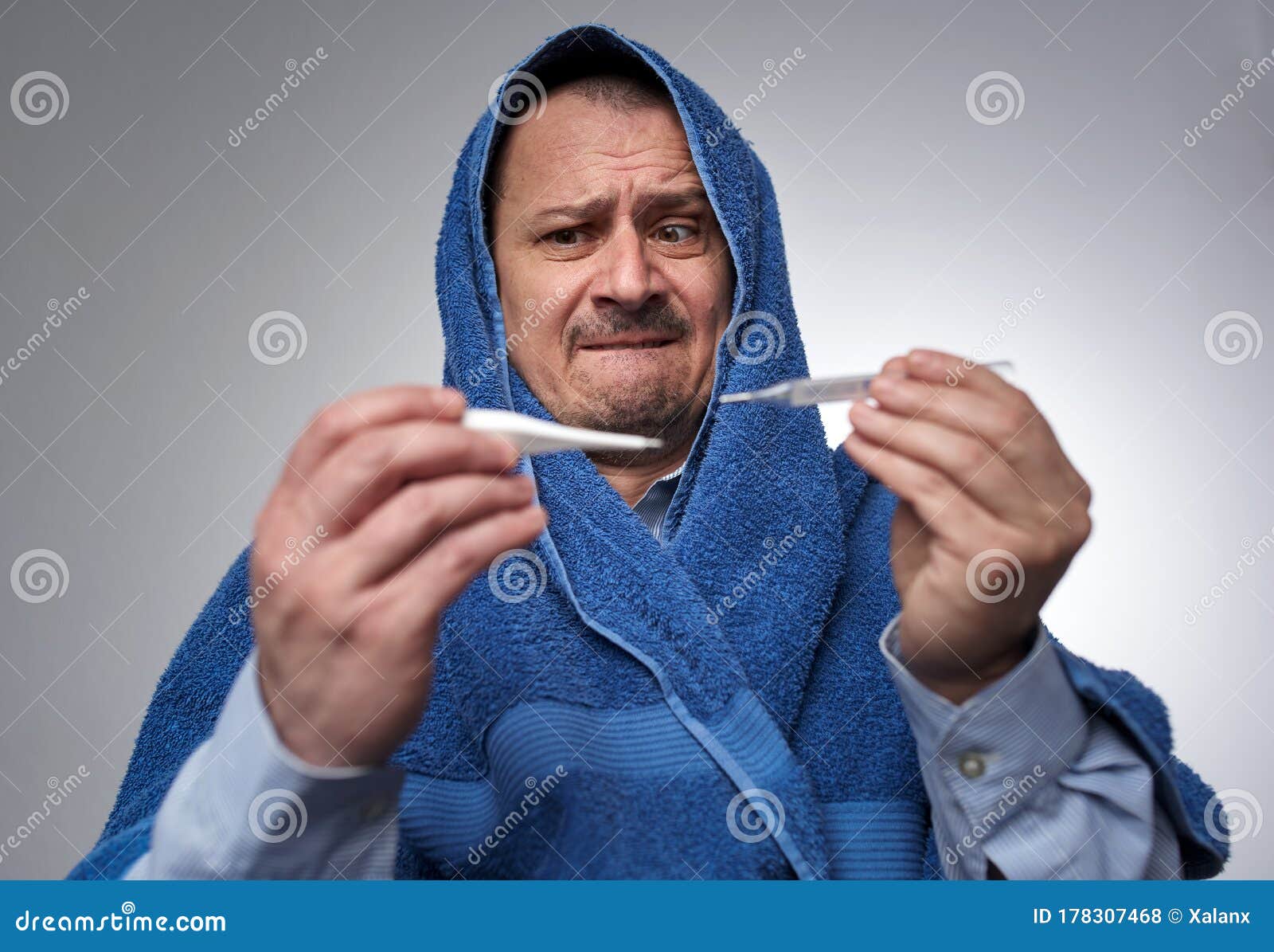Sick man with fever stock photo. Image of pain, painful - 178307468