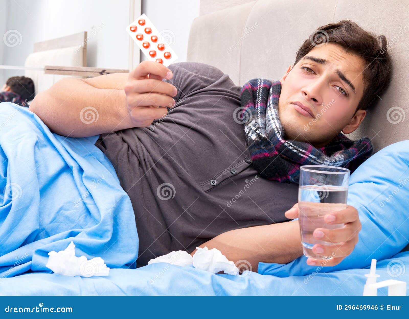 Sick Man with Flu Lying in the Bed Stock Photo - Image of cold, person ...