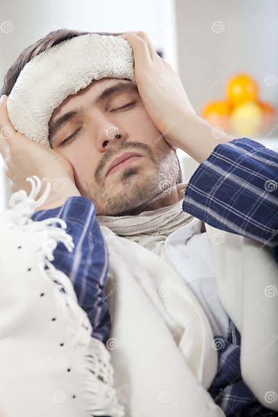 Sick man with high fever stock image. Image of male, adult - 17058901