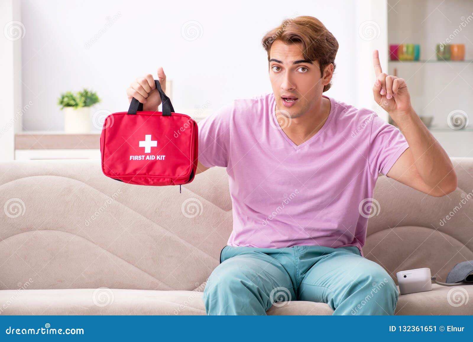 The Sick Man at Home with First Aid Kit Stock Image - Image of hospital ...