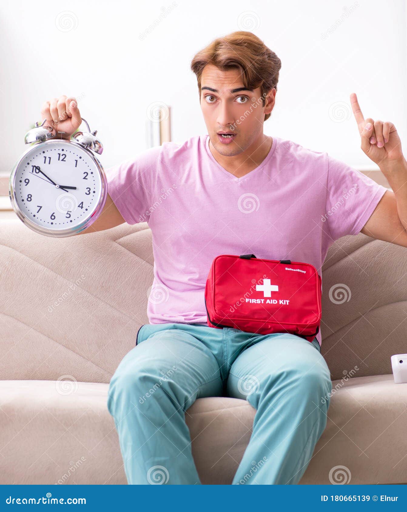Sick Man at Home with First Aid Kit Stock Image - Image of healthcare ...