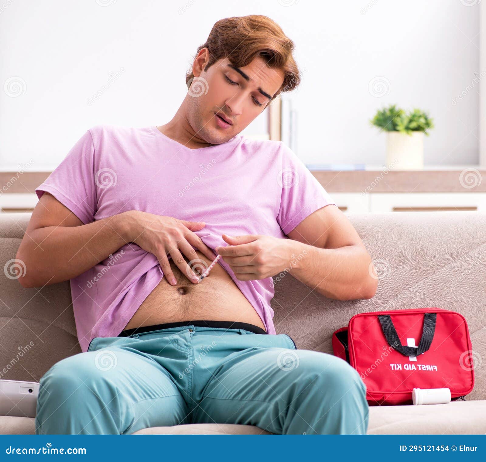 Sick Man at Home with First Aid Kit Stock Photo - Image of emergency, case: 295121454